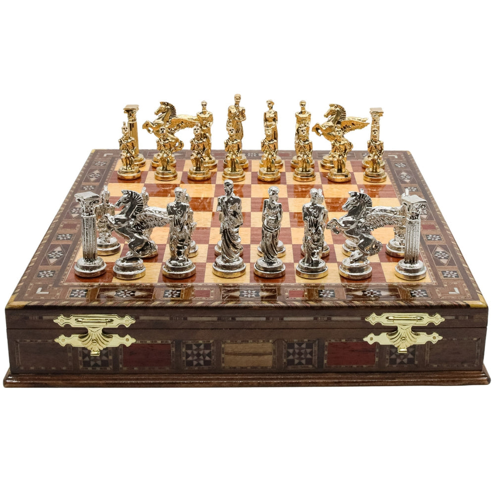 Handmade Inlay Storage Chess Set 38 CM (15") - Mythology Pegasus Die ...