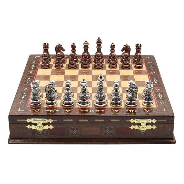 Handmade Inlay Storage Chess Set 38 CM (15") - Crystal Bronze Baroque ...