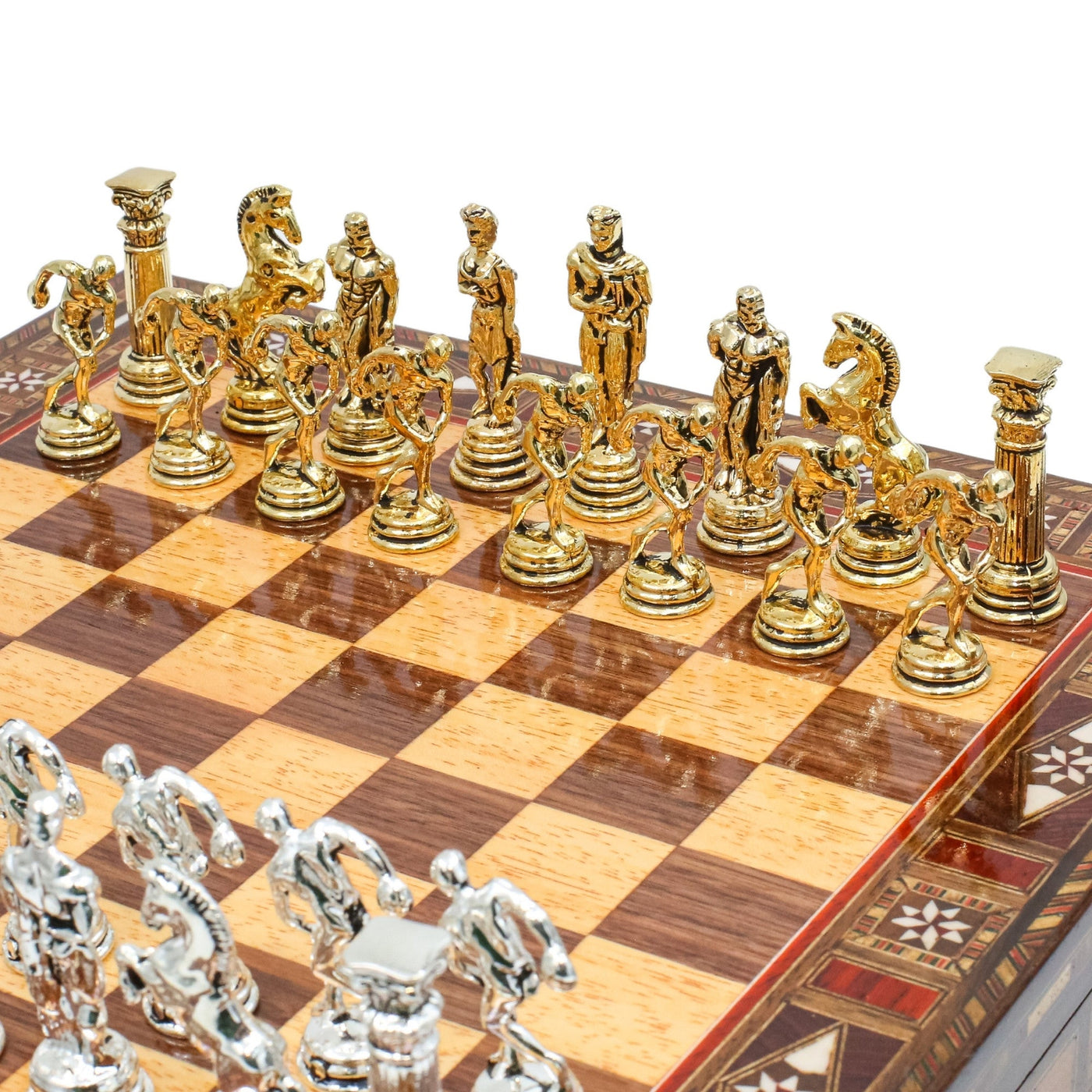 Handmade Inlay Storage Chess Set 30 CM (12") - Mythology Discus ...