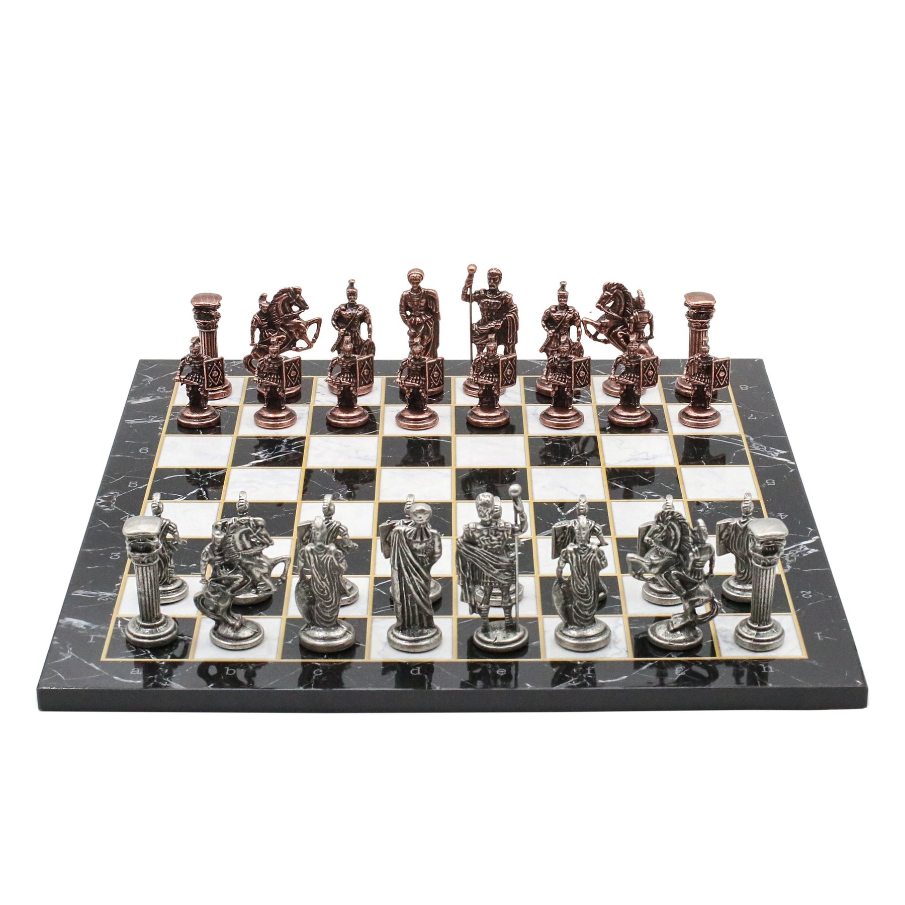 Roman Caesar Vintage Metal Chess Set | Wooden Chess Board 37CM (15 ...