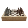 37 CM (15") Storage Chess Set with Die Cast Vintage Metal Figures ...